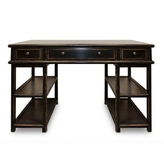Meko 51 Inch Vintage Office Desk, 3 Drawers, 4 Shelves, Distressed ...