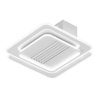 Bladeless Ceiling Fan Square Dimmable Flush Mount Ceiling Fan w/ Light ...