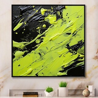 Designart "Green Spiral Neon Fusion III" Abstract Collages Green Wall ...