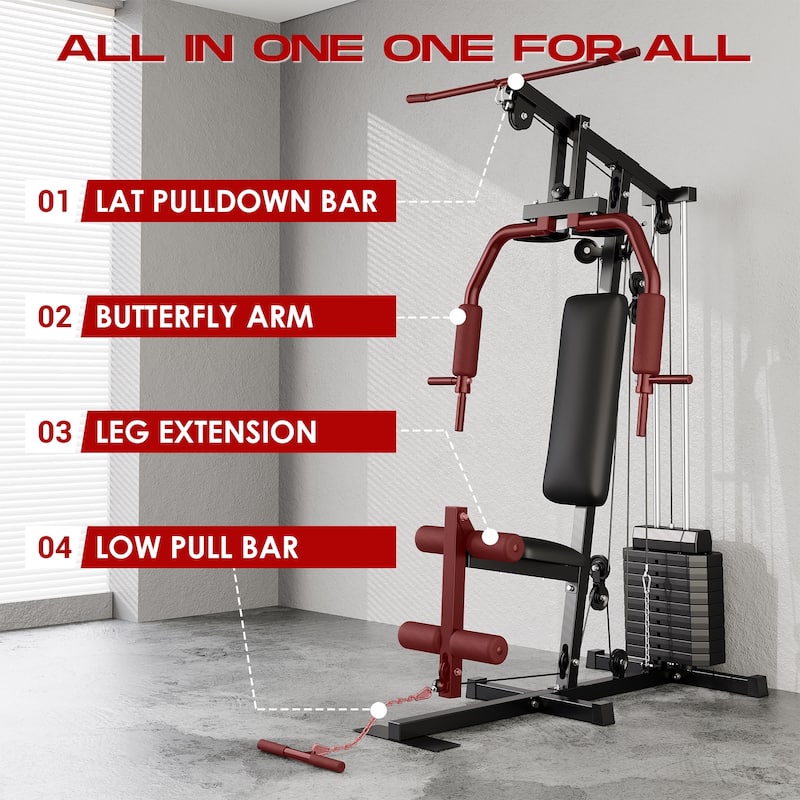 Multifunctional Home Gym System, Home Gym Station with 100LBS Weight ...
