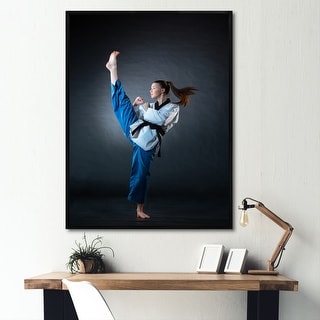 Designart "Karate Kick Black Belt" Martial Arts Framed Wall Decor - Bed ...