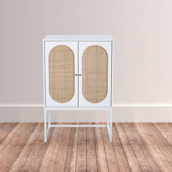 2 Door tall cabinet White rattan cabinet Particle Board cabinet kitchen ...