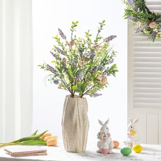 Glitzhome 28"H Set of 2 Easter Eggs Lavender Berries Leaves Picks - Bed ...