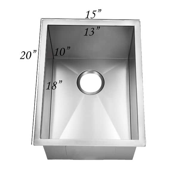 15-inch Stainless Steel Zero Radius Single Bowl Kitchen Island Bar Sink ...