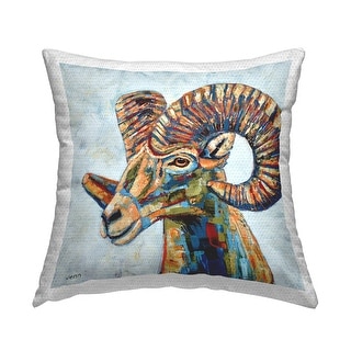 Stupell Modern Country Goat Horns Printed Outdoor Throw Pillow Design ...