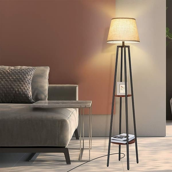 Modern Shelf Floor Lamp Tall Storage Shelf Standing Reading Lamp - 1 ...