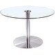 Round Dining table 36'' with metal pedestal and glass top - Glass ...