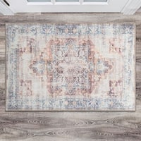 Traditional Distressed Machine Washable Area Rug - On Sale - Bed Bath ...