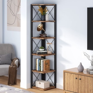 Corner Shelf Bookcase Bookshelf with Unique Shape for Living Room, Home ...