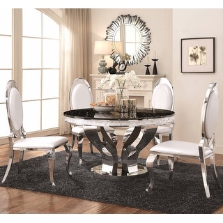 Luxurious Modern Design Round Chrome Dining Set with Marble Table Top ...
