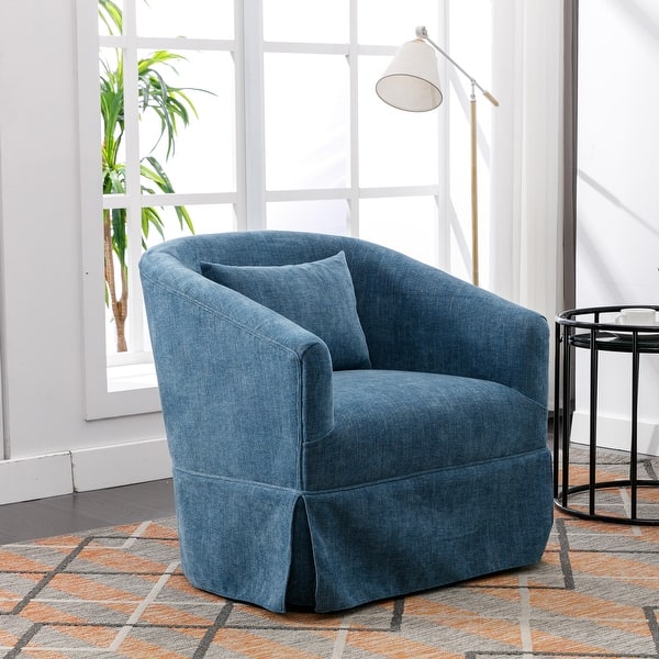 Simple 360 Degree Swivel Cuddle Barrel Accent Armchair Linen Blend ...
