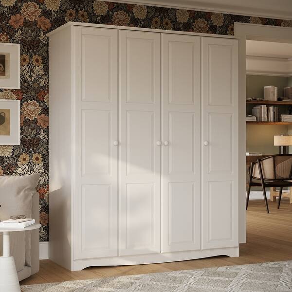 100% Solid Wood Regal Wardrobe Armoire with Raised Panel or Mirrored ...