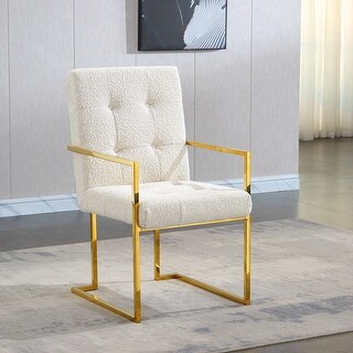 Tufted Design and Gold Finish Stainless Base Dining Chairs, Modern ...