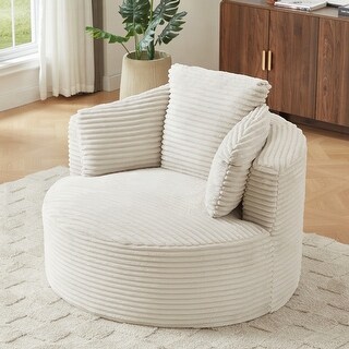 Compressible Corduroy Round Chair with Cushioned Backrest - Bed Bath ...