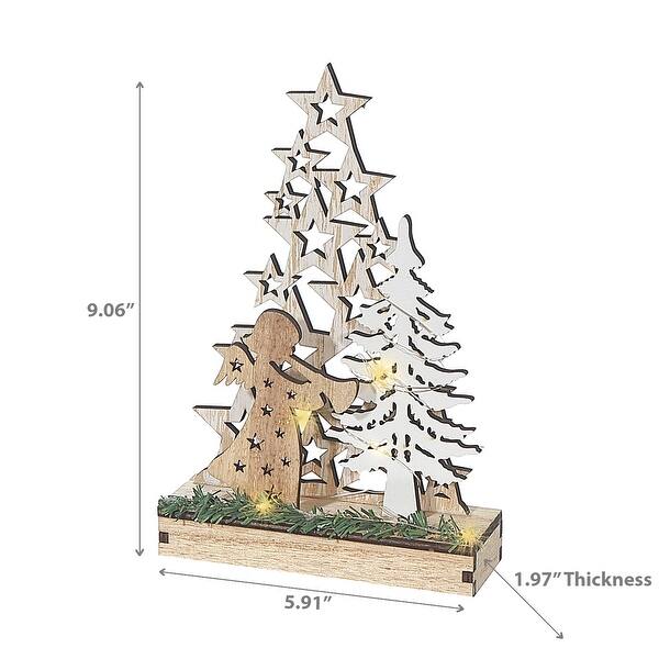 Led Wooden Star Tree And Angel Stand Small - Multi - Bed Bath & Beyond ...