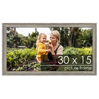 30x15 Distressed/Aged Contrast Grey Complete Wood Picture Frame with UV ...