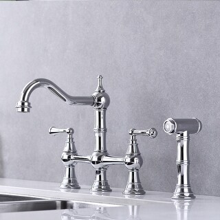 Lucinda Dual Handles Kitchen Faucet With Pull-Out Side Spray - 14.50 x ...