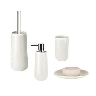 4-Piece Bathroom Accessories Set Spirella Sina White Stoneware - Bed ...