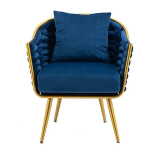 Modern Velvet Upholstered Accent Chair, Tufted Arm Chairs with Metal ...