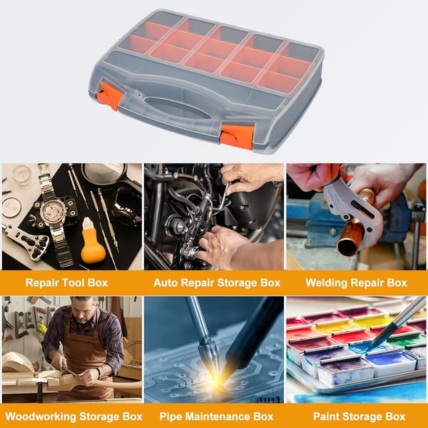 Double Side Tool Organizer 12.2"x10.2"x3" 30-Compartment Tool Storage ...