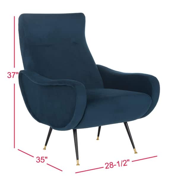 SAFAVIEH Mid-Century Modern Retro Elicia Velvet Navy Club Chair - 28.5 ...