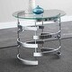 Contemporary Round End Table with Tempered Glass Top, 23-inch, Grey ...