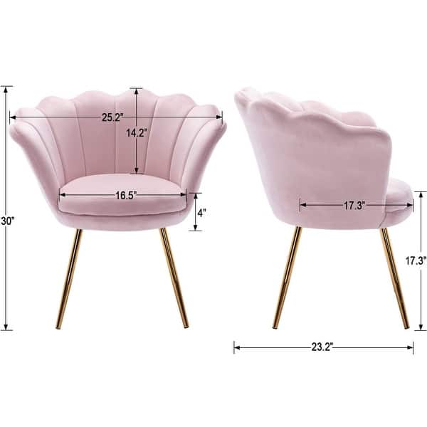 Velvet Upholstered Chair, Mid-Century Modern Vanity Chair with Seashell ...