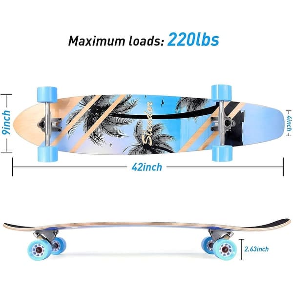 42 in. Coconut Tree Longboard Skateboard Drop Through Deck Complete ...
