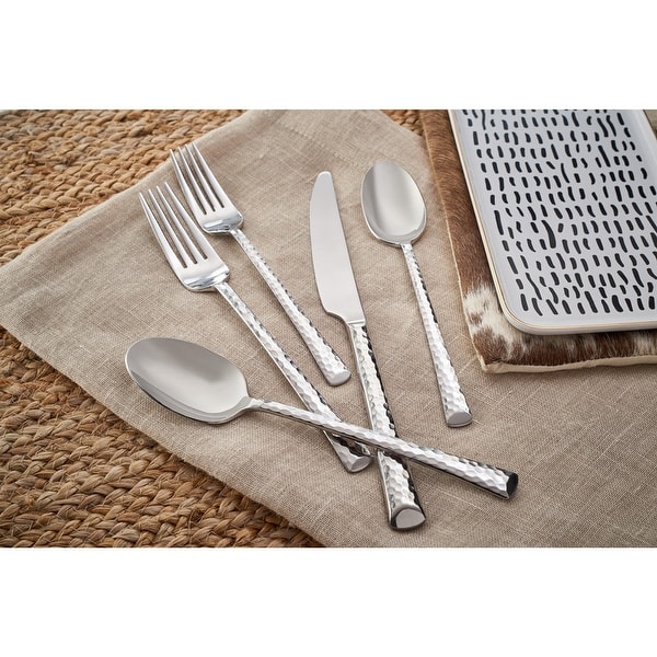 Skandia™ Vale Hammered - 20 Piece Flatware Set, Service for 4, Forged ...