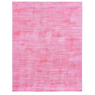Shahbanu Rugs Watermelon Pink Overdyed with Textured Wool, Hand Knotted ...