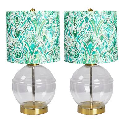 Tilly Glass Table Lamp with Printed Shade - Set of 2 - Overstock - 31689135
