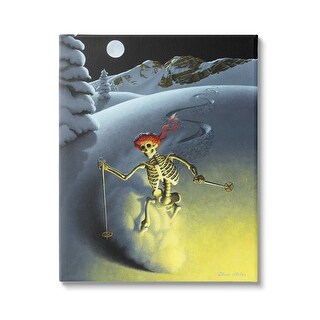 Stupell Nighttime Moon Skiing Skeleton Winter Snow Slope Canvas Wall ...