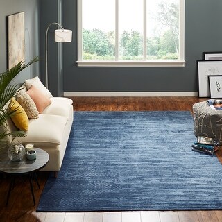Handmade Blue Area Rug - Bed Bath & Beyond - 33054128