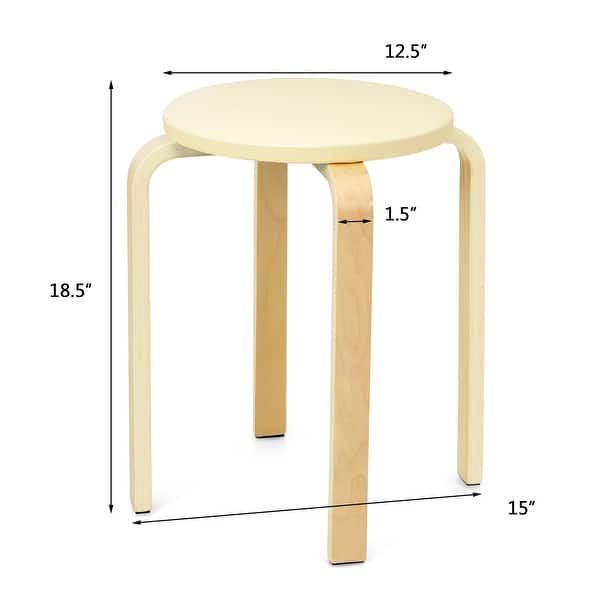 Set of 4 Bentwood Stools Backless Round Stools with Cushioned Seat ...