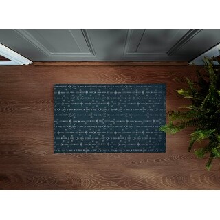 SCANDI FOLK BLUE with Rubberized non-slip Backing Indoor|Outdoor Mat By ...