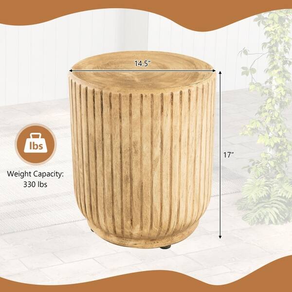 Weather Resident Rock End Table with Wood Grain for Living Room - 14.5 ...