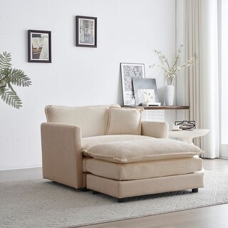 Comfy Deep Single Seat Sofa Upholstered Reading Armchair, Beige ...