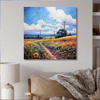 Designart "Power Lines Wired Wilderness" Landscapes Large Metal Prints ...