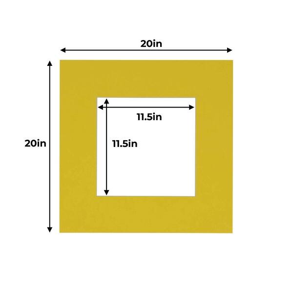 12x12 Mat for 20x20 Frame - Precut Mat Board Acid-Free Yellow 12x12 ...