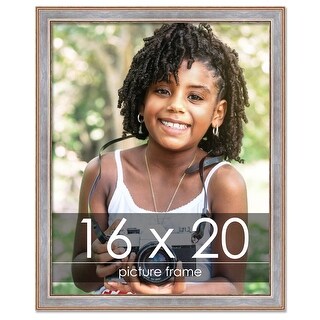 16x20 Contemporary Antique Silver Wood Picture Frame - UV Acrylic, Foam ...