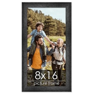 8x16 Distressed/Aged Black Complete Wood Picture Frame with UV Acrylic ...