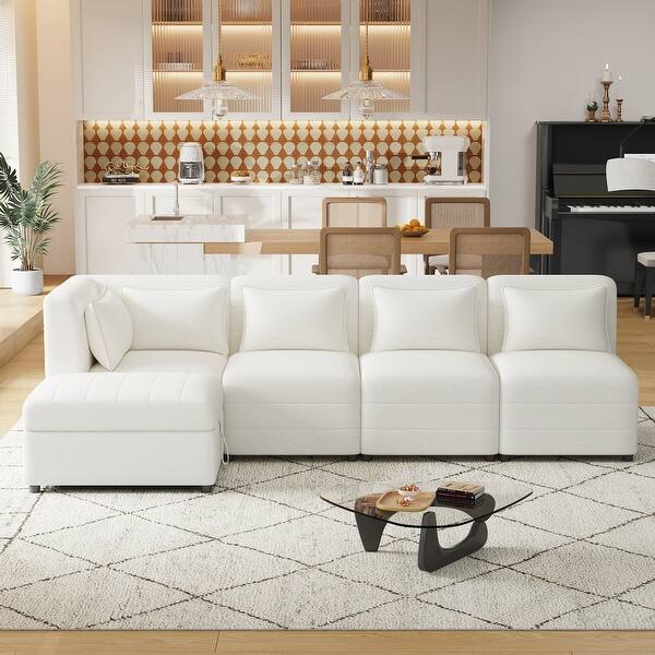 Free Combination Chenille Fabric Modular Sectinal Sofa with Storage ...