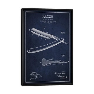 iCanvas "Razor Navy Blue Patent Blueprint" by Aged Pixel Framed - Bed ...
