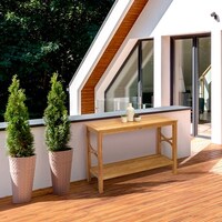 Santorini Grade A Teak Outdoor Console Bar Table - Bed Bath & Beyond - 37826020