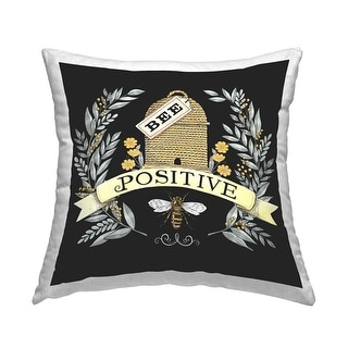 Stupell Bee Positive Botanical Hive Printed Throw Pillow Design by Deb ...