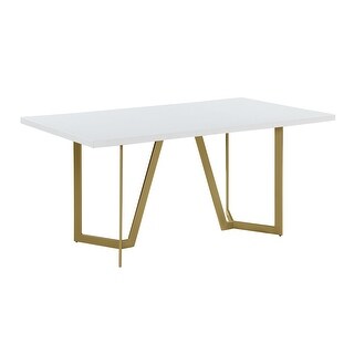 Best Quality Furniture Wood Top Rectangle Dining Table w/ Gold Painted ...