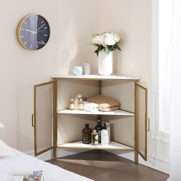 VECELO Modern Triangle Corner Bookcase/Corner Bookshelf with Storage ...