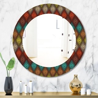 Designart 'Triangular Colourfields 14' Printed Modern Mirror - Oval or ...
