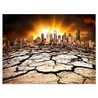 City with Effect of Climate Change - Extra Large Glossy Metal Wall Art ...