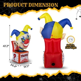 Halloween Inflatable Circus Clown Box Outdoor Decor with LED Lights ...